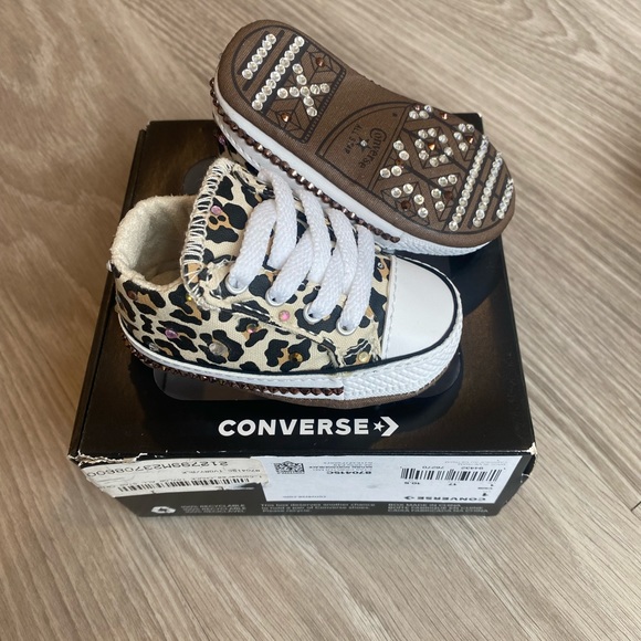 Converse | Shoes | Custom Leopard Cheetah Print Converse Crib Sneakers ...